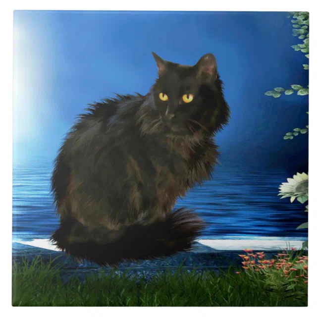 Magical Black Cat Ceramic Tile | Zazzle