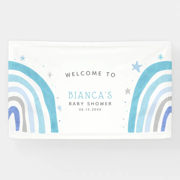 Magical Blue Rainbow Baby Shower Welcome Banner | Zazzle