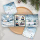 Magical Blue Winter Wonderland 4 Photo Christmas Tri-Fold Holiday Card ...