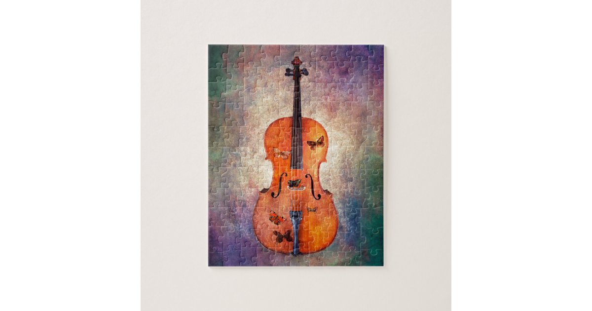 Magical cello with butterflies jigsaw puzzle | Zazzle