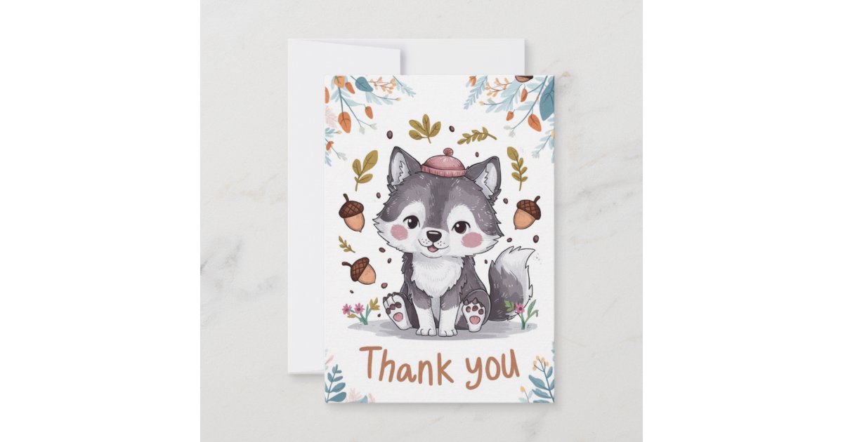Magical Charming Wolf Thank You Card | Zazzle