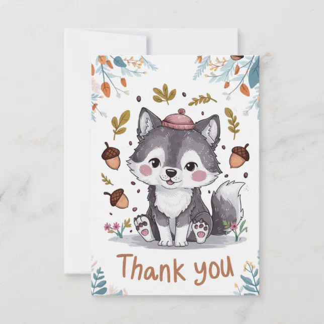 Magical Charming Wolf Thank You Card | Zazzle