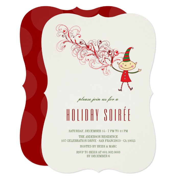 Magical Christmas Elf Classic Holiday Party Invite | Zazzle.com