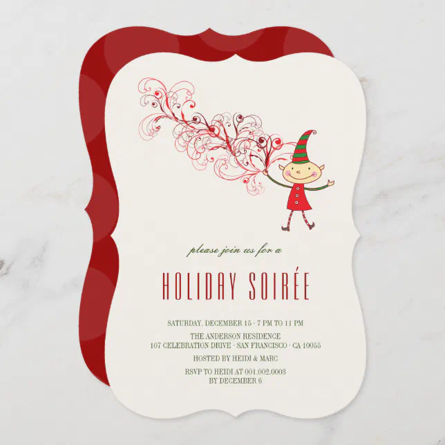 Magical Christmas Elf Classic Holiday Party Invite | Zazzle
