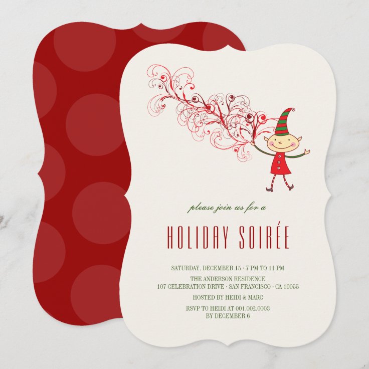 Magical Christmas Elf Classic Holiday Party Invite | Zazzle