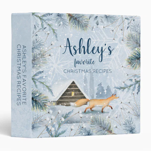 Magical Christmas Winter Wonderland Fox Recipe 3 Ring Binder | Zazzle