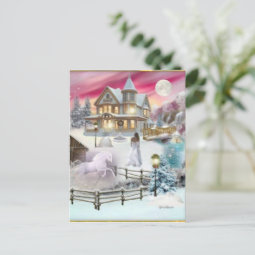 Magical Christmas Winter Wonderland Holiday Postcard | Zazzle
