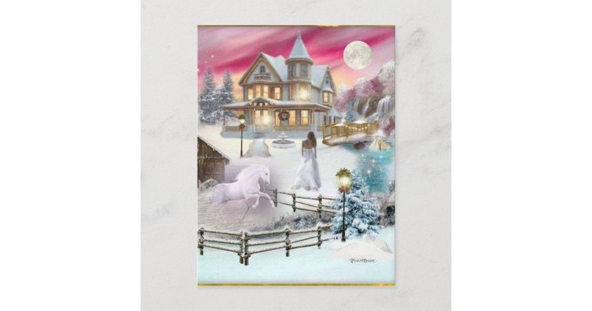 Magical Christmas Winter Wonderland Holiday Postcard | Zazzle