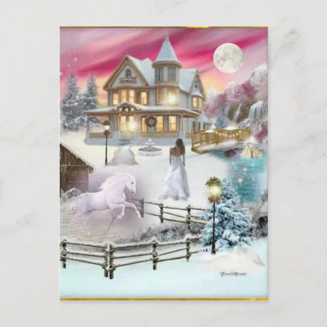 Magical Christmas Winter Wonderland Holiday Postcard | Zazzle