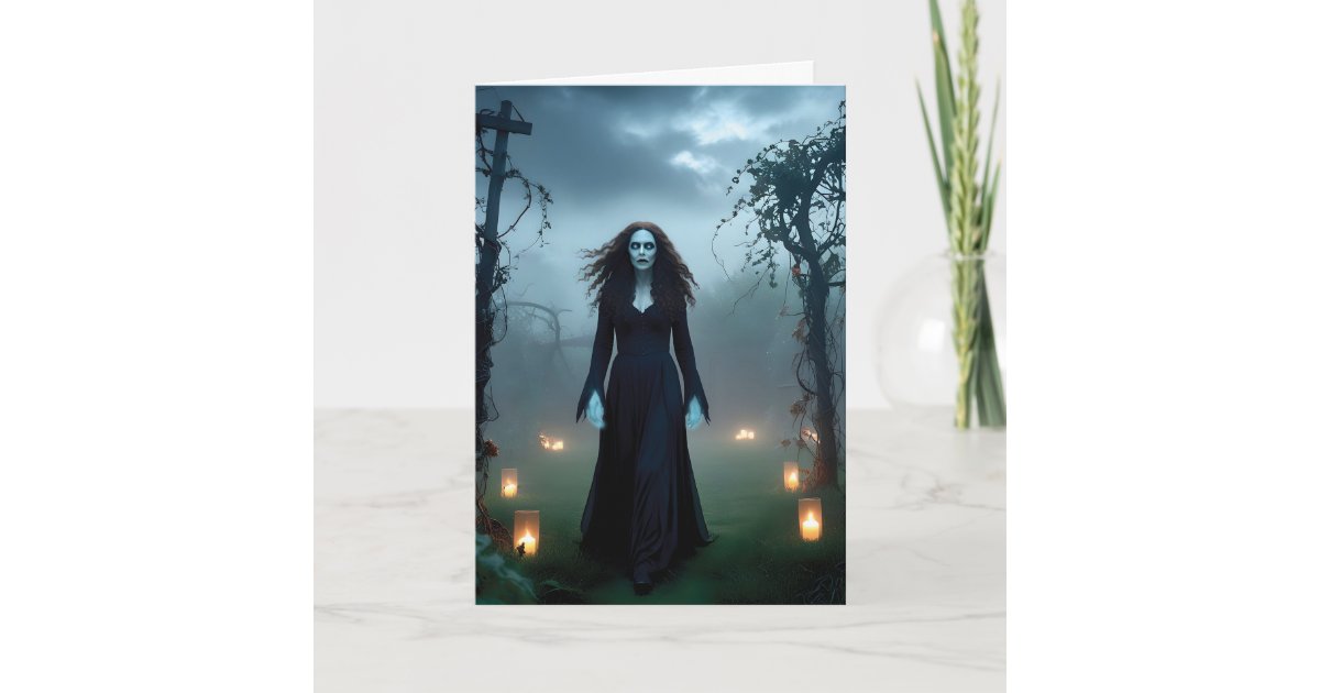 Magical, Creepy Witch "Happy Halloween!" Greeting Card | Zazzle