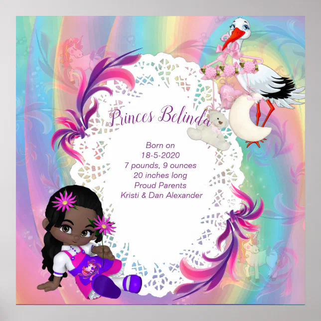 Magical Cutie Pie Unicorn Baby Girl Poster | Zazzle