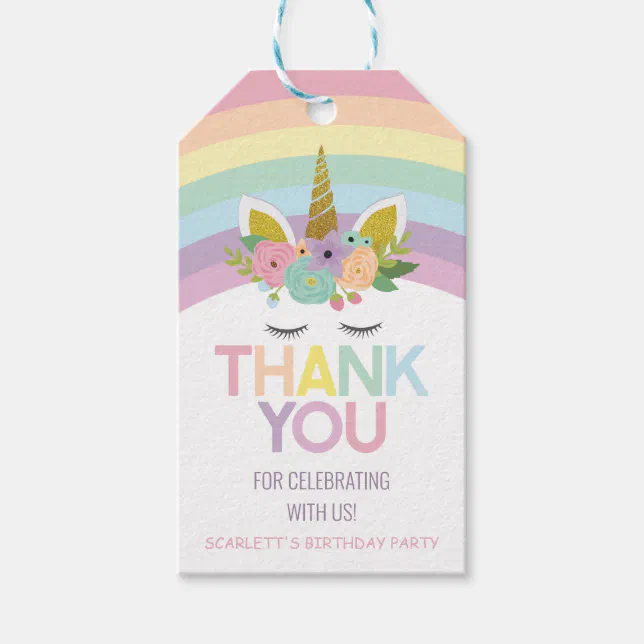 Magical Day Unicorn Rainbows Birthday Party Favor Gift Tags | Zazzle