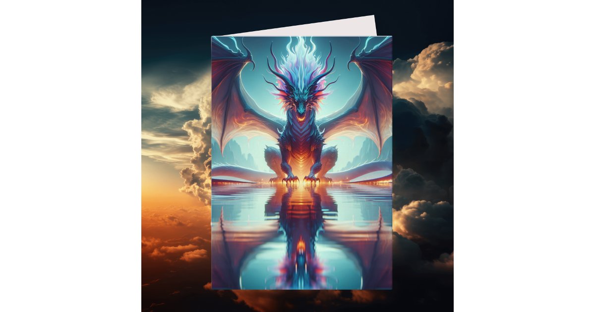 Magical Dragon Reflection Birthday Card | Zazzle