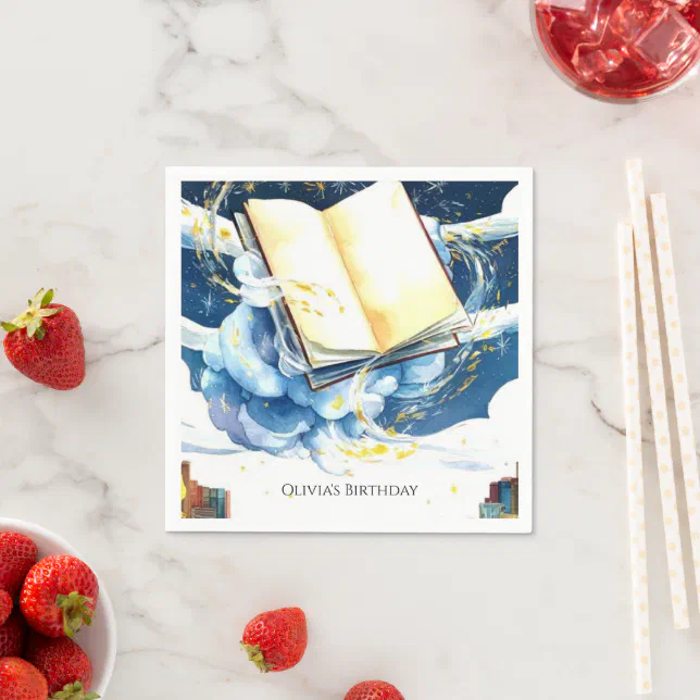 Magical Editable Library Storybook Birthday Napkins | Zazzle