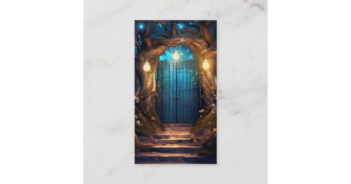 Magical Enchanted Forest Fantasy Antique Door Business Card | Zazzle
