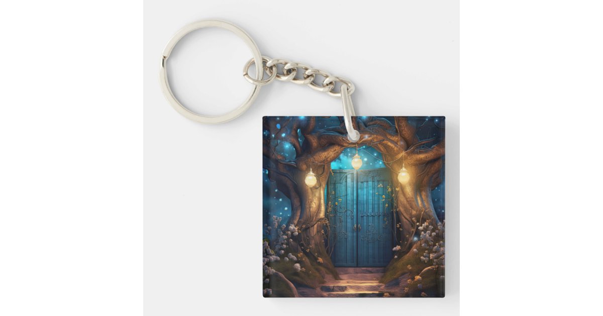 Magical Enchanted Forest Fantasy Antique Door Keychain | Zazzle
