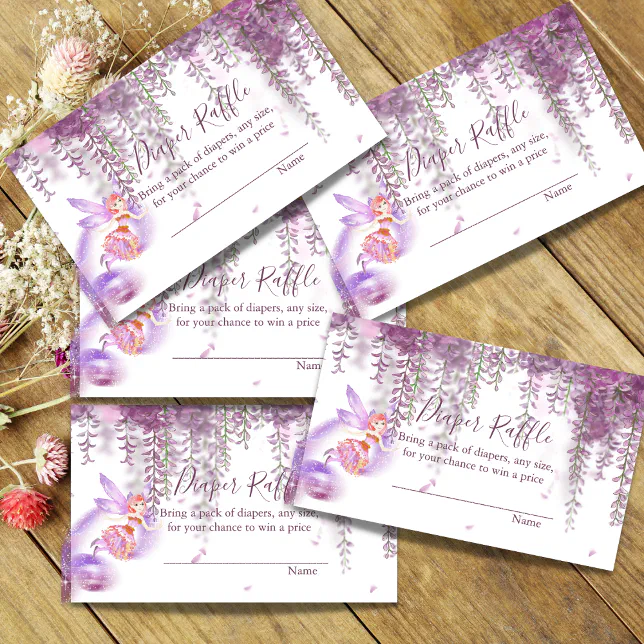 Magical Fairy Baby Shower Diaper Raffle Cards | Zazzle