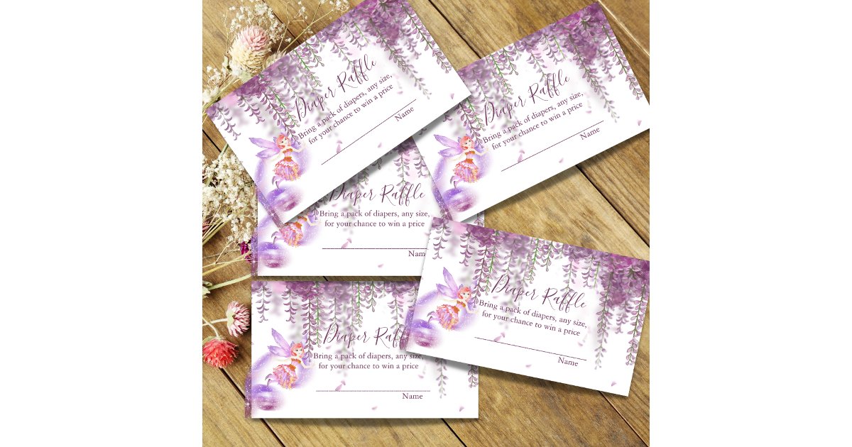 Magical Fairy Baby Shower Diaper Raffle Cards | Zazzle