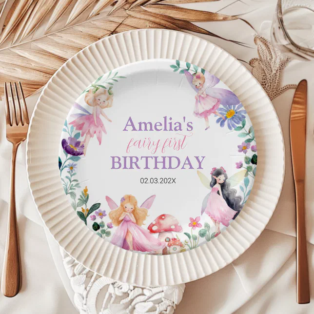 Magical Fairy Birthday Baby Shower Paper Plates | Zazzle