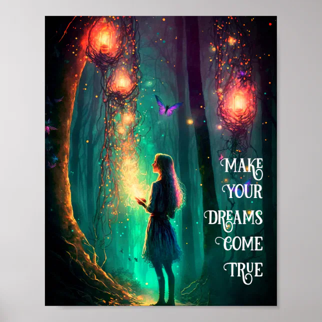Magical Fairy Enchanted Forest Dreams Come True Poster | Zazzle