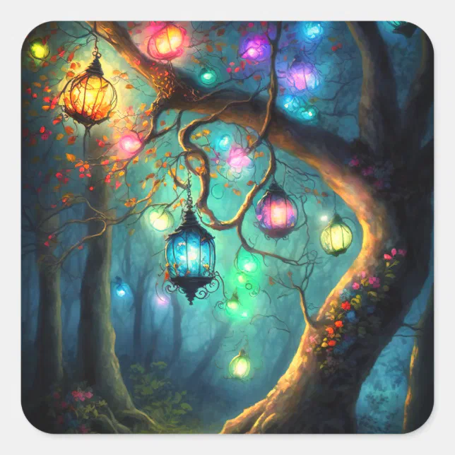 Magical Fairy Enchanted Forest Fantasy Pixie Dust Square Sticker | Zazzle