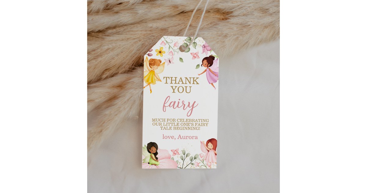 Magical Fairy Floral Baby Shower Thank You Favor Gift Tags | Zazzle