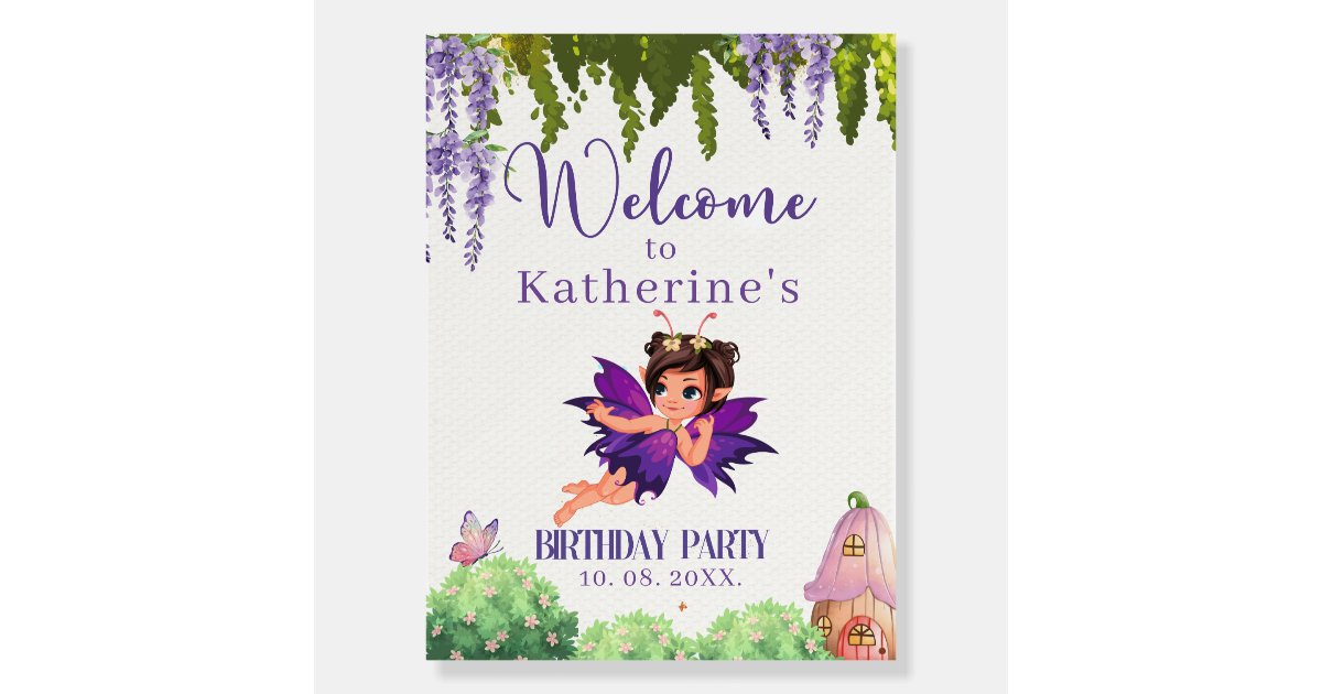 Magical Fairy Garden Girl's Birthday Welcome sign | Zazzle