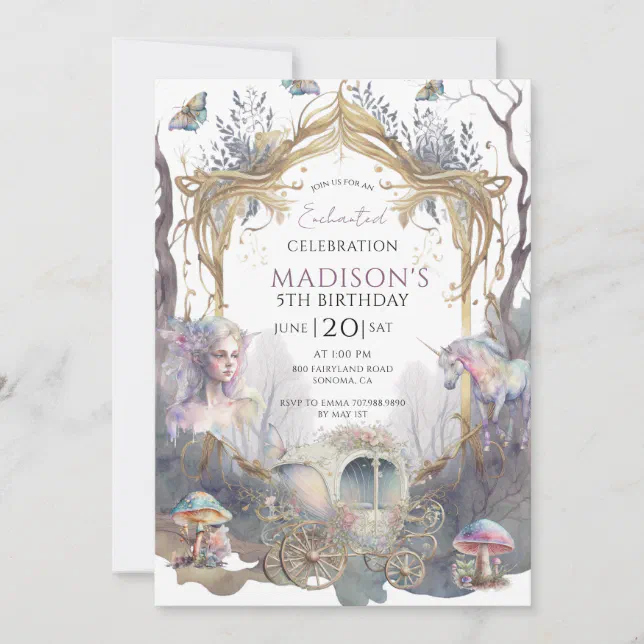 Magical Fairy Pixie Fairytale 5th Birthday Party Invitation | Zazzle