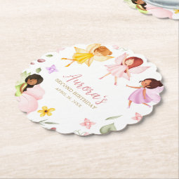 Magical Fairy Princess Enchanted Garden Birthday Paper Coaster | Zazzle