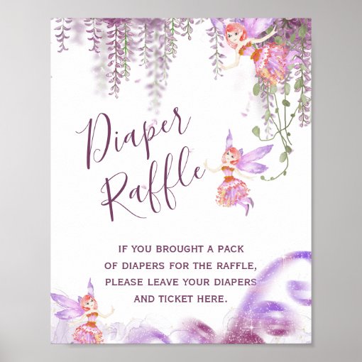 Magical Fairy Theme Baby Shower Diaper Raffle Sign | Zazzle