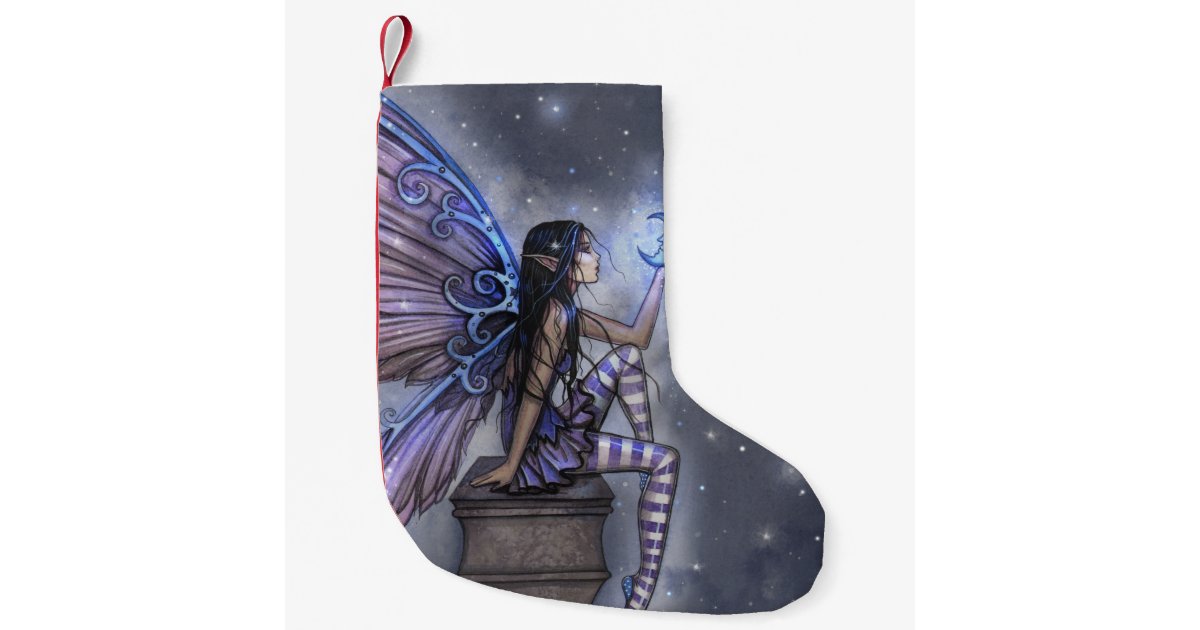 Magical Fairy with Moon Christmas Stocking | Zazzle