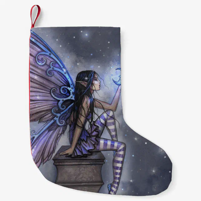 Magical Fairy with Moon Christmas Stocking | Zazzle