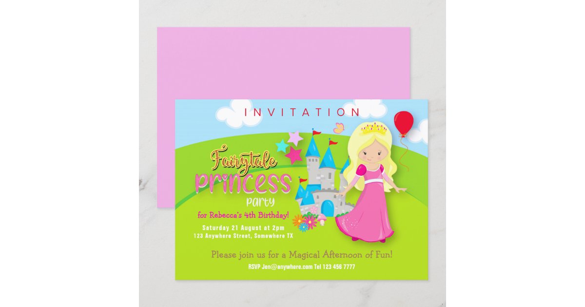 Magical Fairytale Princess Birthday Party Invitation | Zazzle