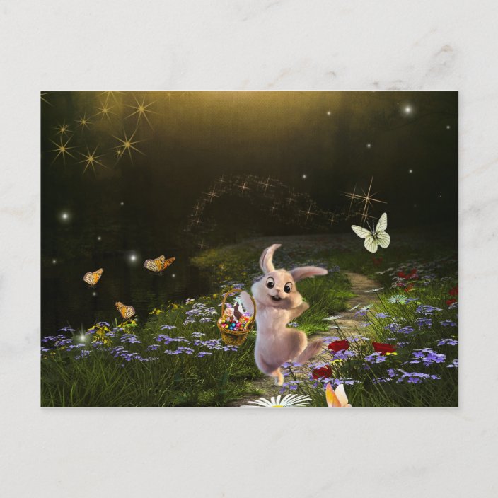Magical Fantasy Easter Bunny Scene Holiday Postcard | Zazzle.com