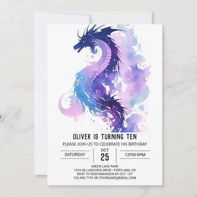 Magical Fierce Dragon Birthday Invitation | Zazzle