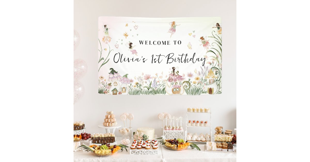 Magical Floral Fairy | Birthday Welcome Banner | Zazzle