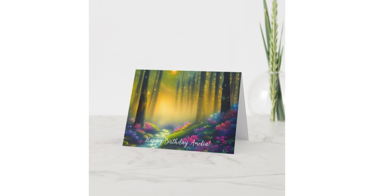 Magical Forest Path Digital Art Birthday Card | Zazzle
