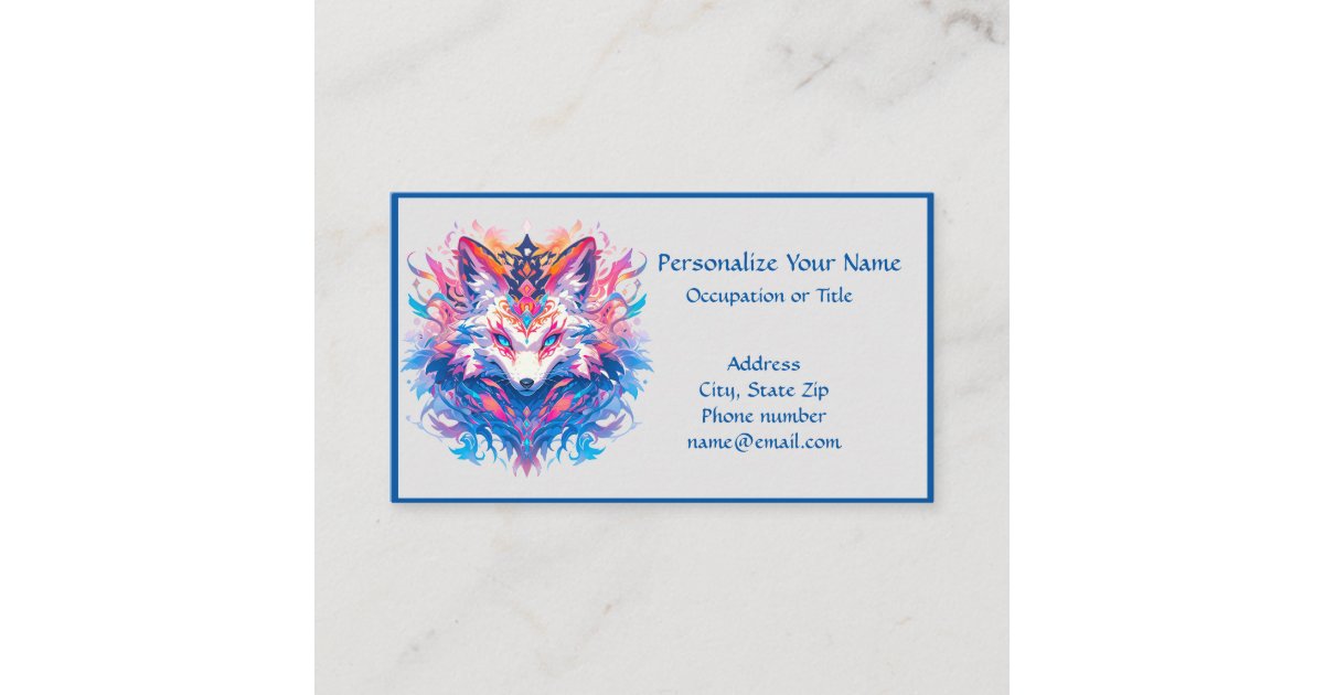 Magical Fox Fantasy Animal Colorful Anime Business Card | Zazzle