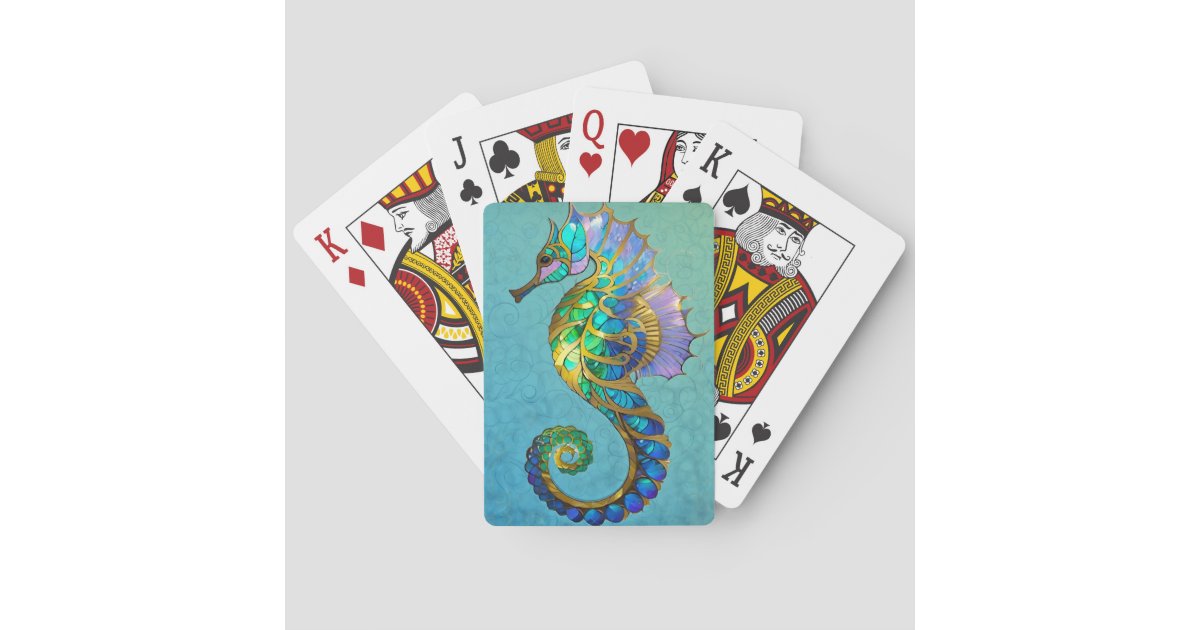 Magical Gilded Seahorse Playing Cards | Zazzle
