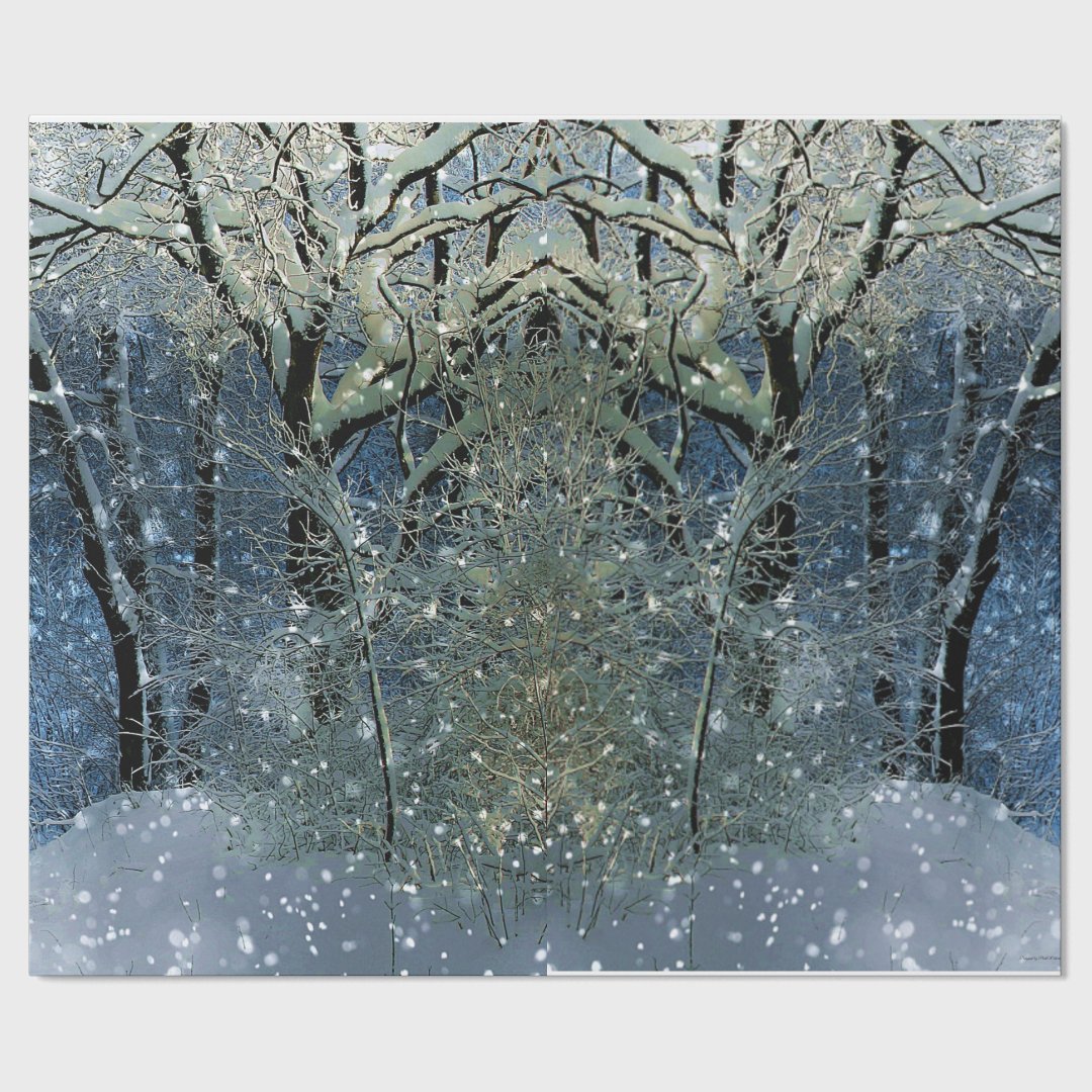 Magical Glittering Winter Wonderland Snowy Forest Wrapping Paper | Zazzle
