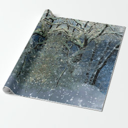 Magical Glittering Winter Wonderland Snowy Forest Wrapping Paper | Zazzle