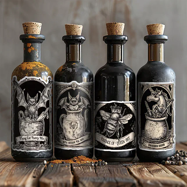 Magical Gothic Witch Wizard Potion Bottle Labels | Zazzle