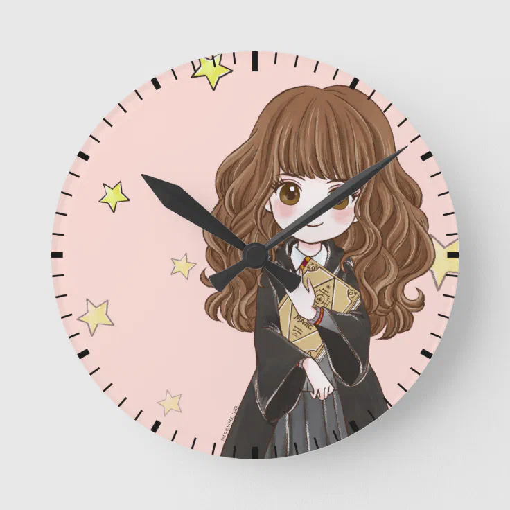 Magical Hermione Granger Watercolor Round Clock | Zazzle