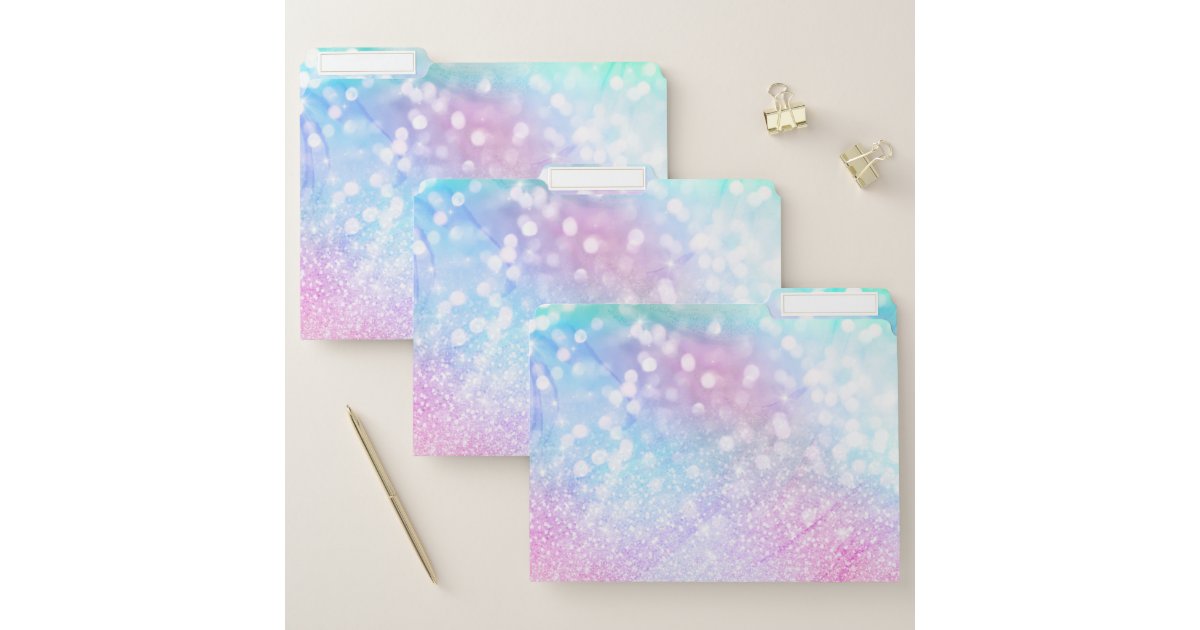 Magical Iridescent Glitter Sparkles Pink Design File Folder | Zazzle