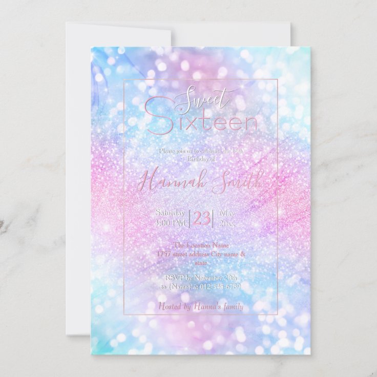 Magical Iridescent Glitter Sparkles Pink Design Invitation | Zazzle