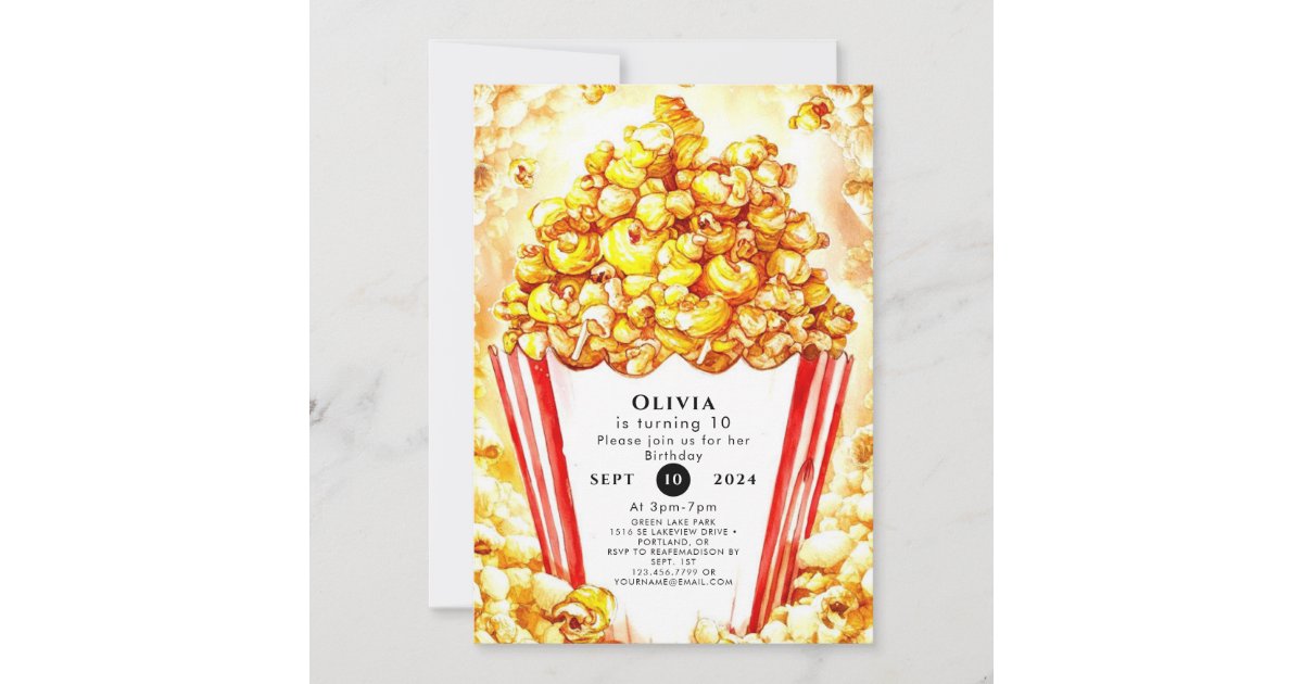 Magical Kids' Popcorn Birthday Invitation | Zazzle