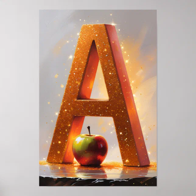 Magical Letter A Wall Art Poster for Kids Room | Zazzle