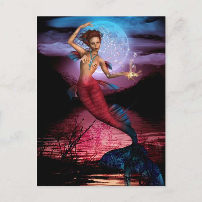 Magical Mermaid Moon Postcard | Zazzle.com
