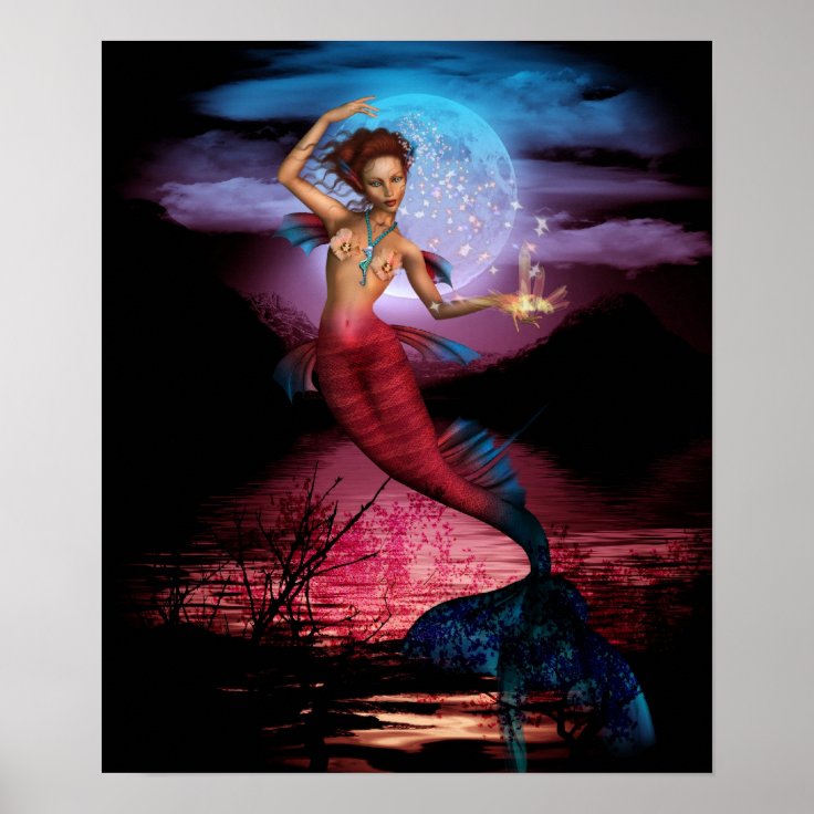 Magical Mermaid Moon Poster Print | Zazzle