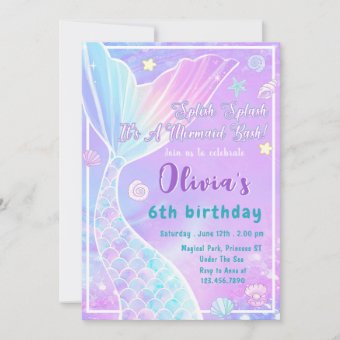 Magical Mermaid Tail Birthday Party Invitation | Zazzle